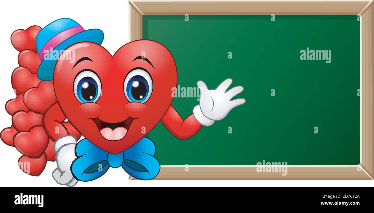 Vector illustration of Cartoon character heart teacher in front of ...