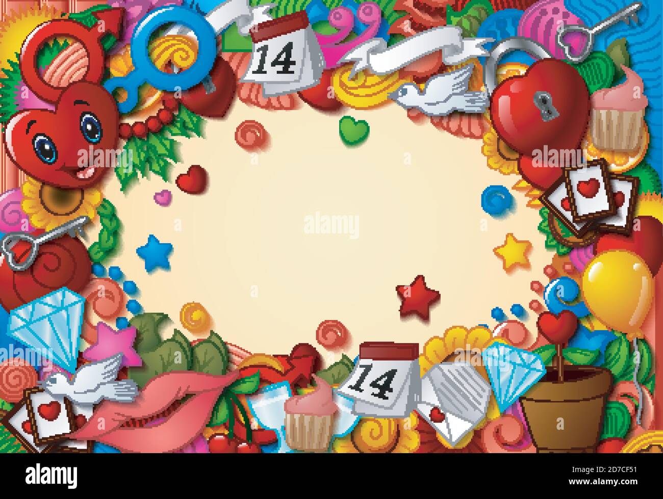 Vector illustration of Cartoon hand drawn doodles happy valentines day ...