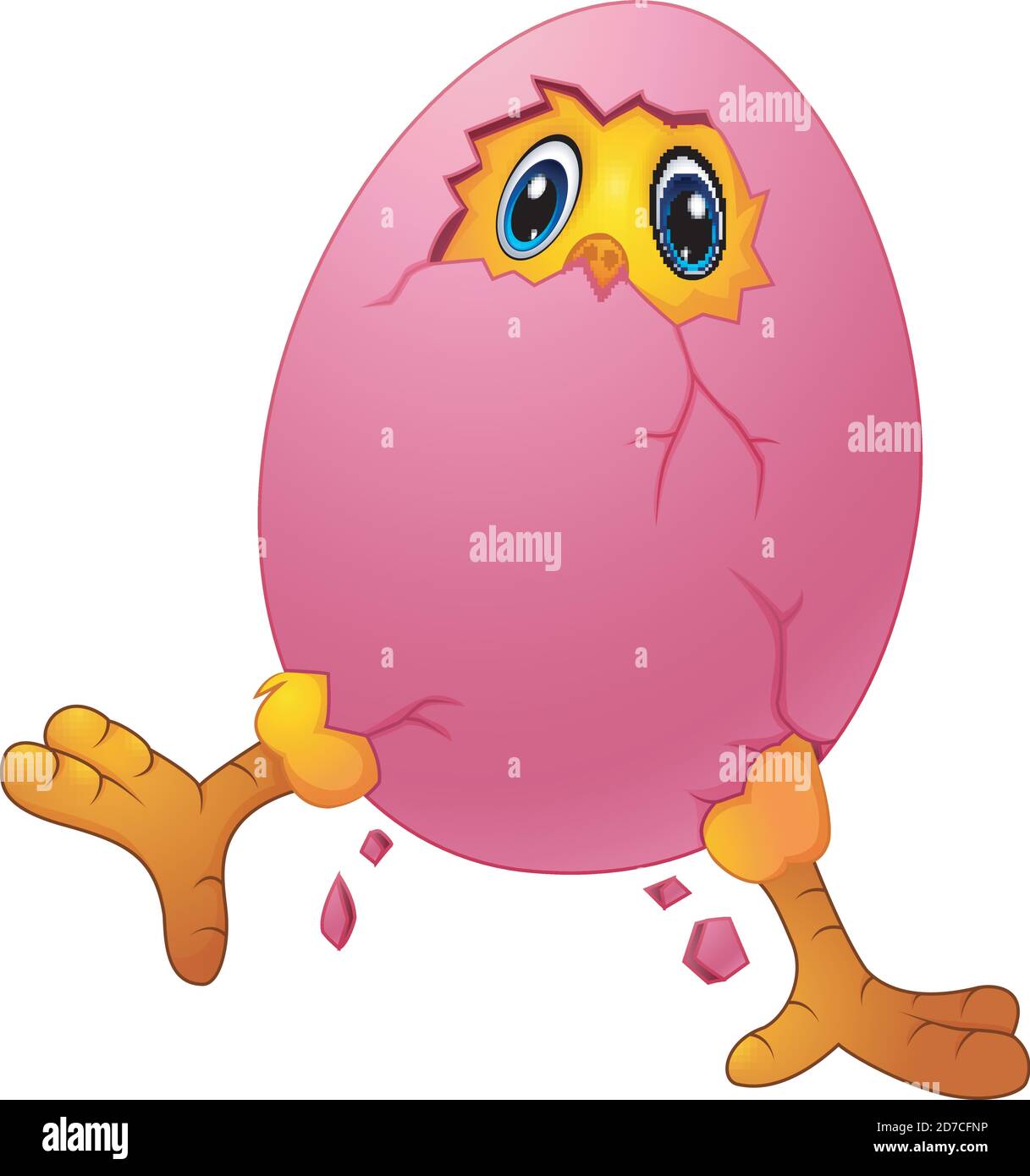 Vector illustration of Cartoon chick cracked eggshell Stock Vector ...