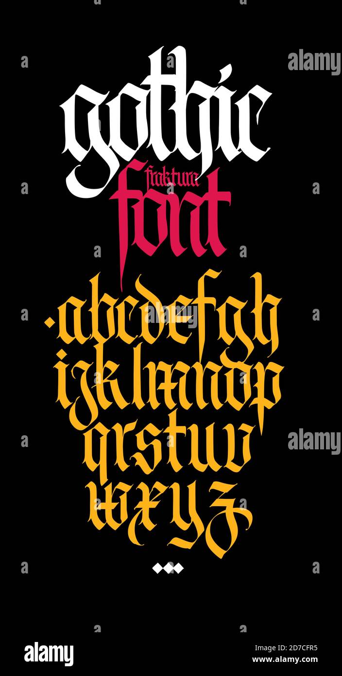 Gothic, English alphabet. Vector set. Font for tattoo, personal and ...