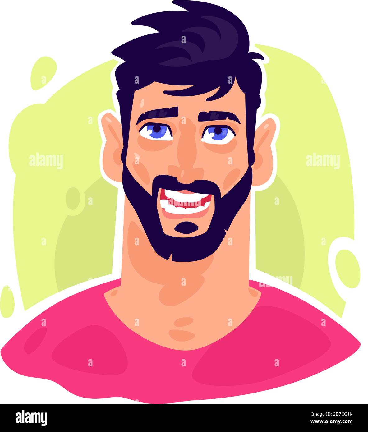 Illustration of a young stylish man. Vector. Cartoon handsome bearded ...