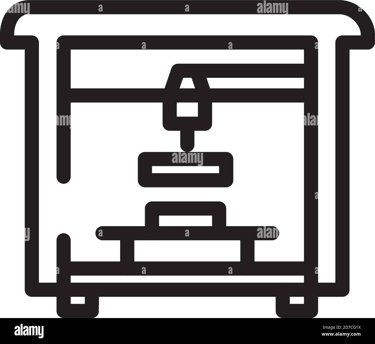 3d printer icon. Vector. Volumetric printing. Outline style ...