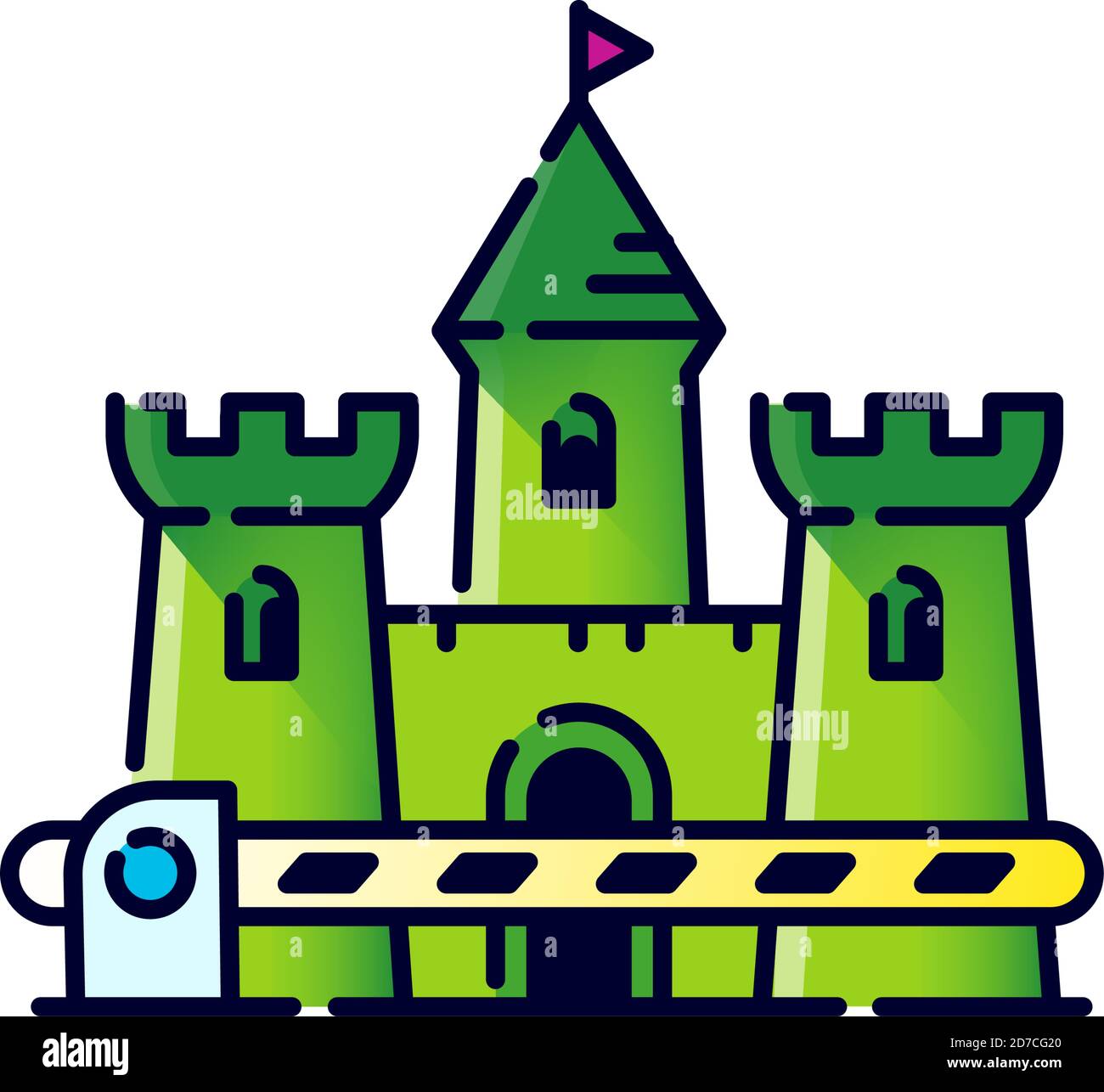 Medieval castle with a gate. Vector. No entry and exit icon. Allegory ...