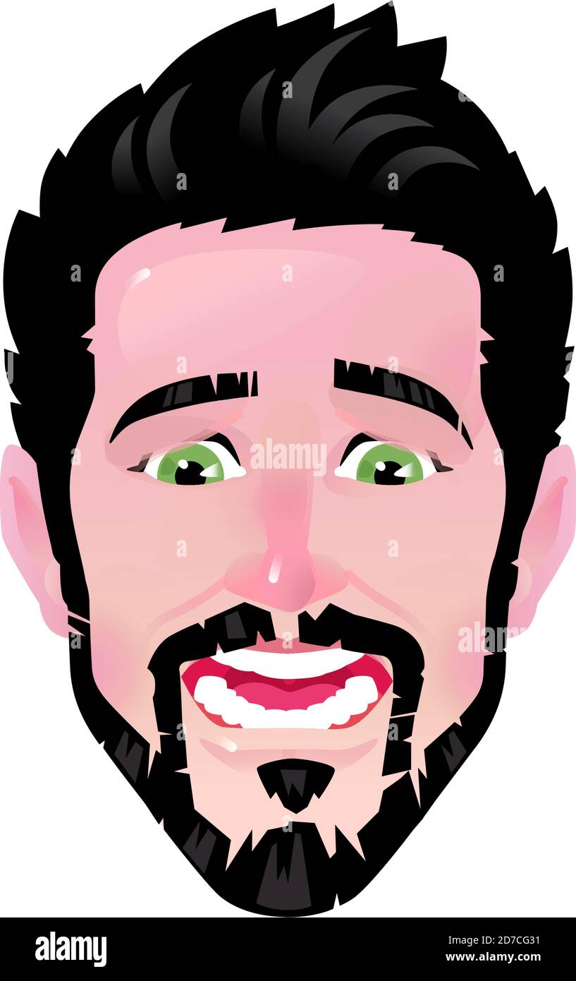 The emotion of a young man. Vector. Cartoon scared bearded man ...