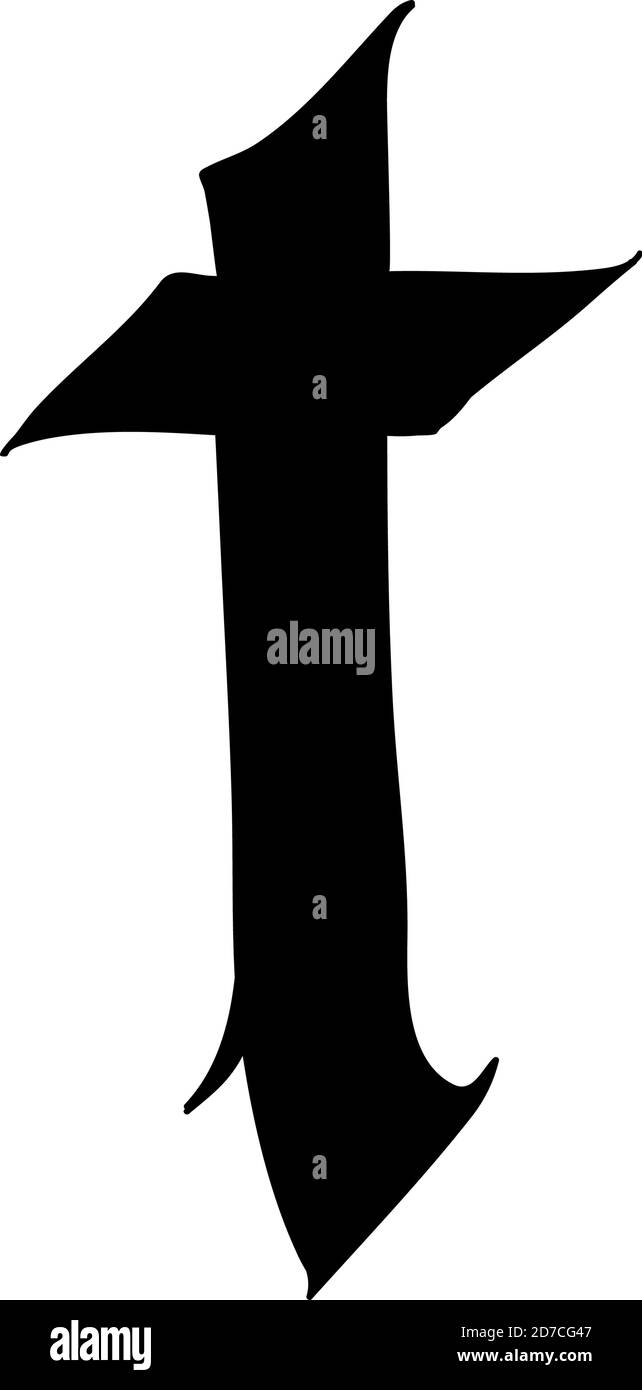 Letter T, in the Gothic style. Vector. Alphabet. The symbol is isolated ...