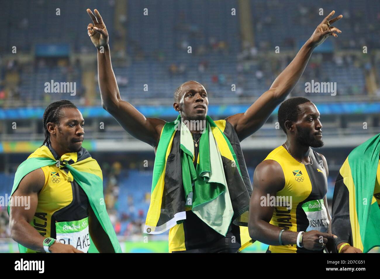 Rio de Janeiro, Brazil. 19th Aug, 2016. (L to R) Yohan Blake, Usain ...
