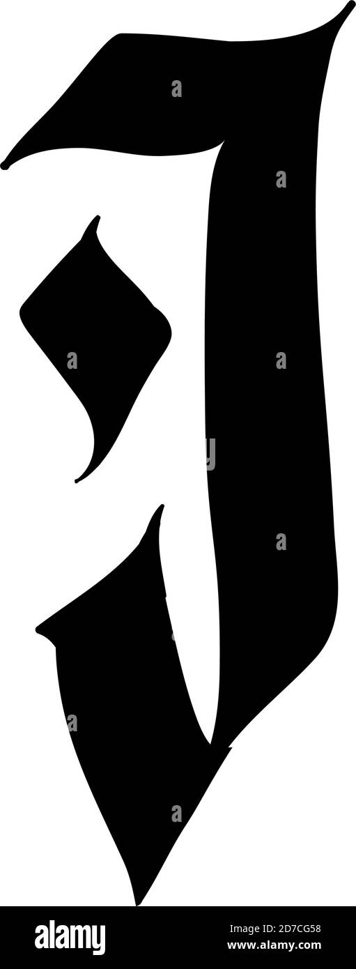 Letter J, in the Gothic style. Vector. Alphabet. The symbol is isolated ...