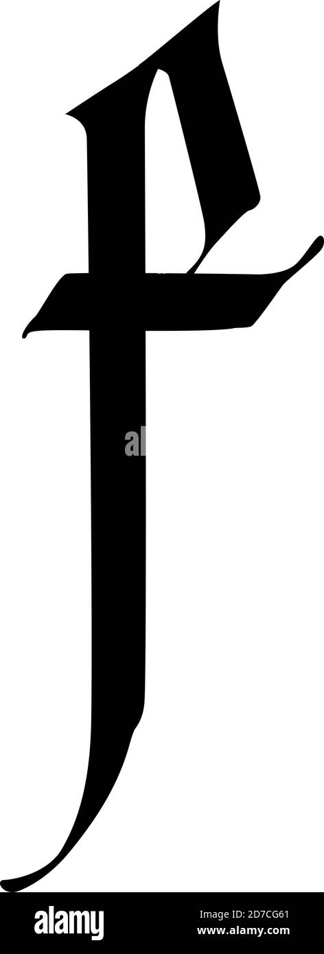 Letter F, in the Gothic style. Vector. Alphabet. The symbol is isolated ...