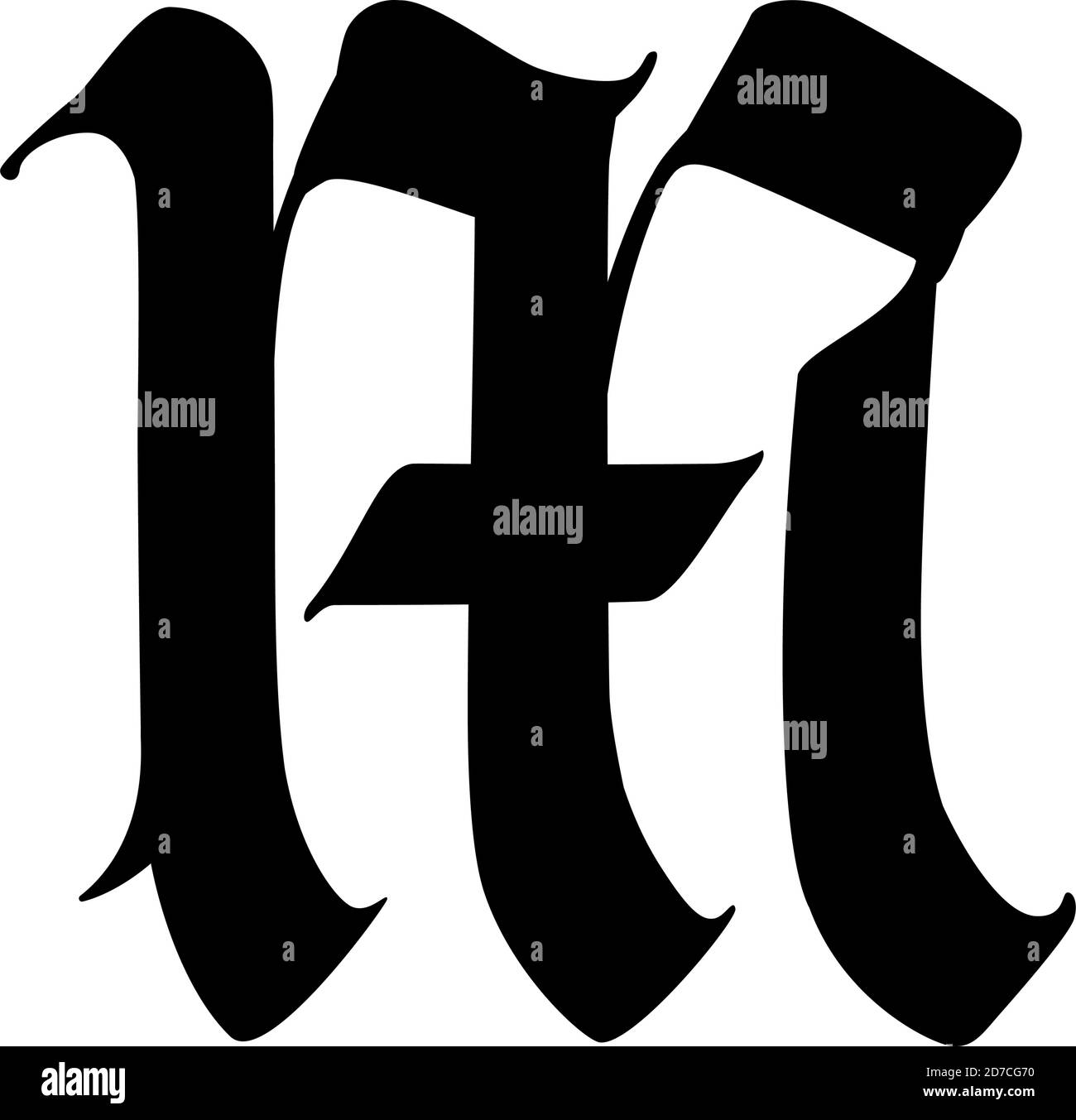 Letter m, in the Gothic style. Vector. Alphabet. The symbol is isolated ...