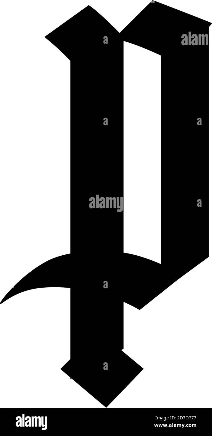Letter p, in the Gothic style. Vector. Alphabet. The symbol is isolated ...
