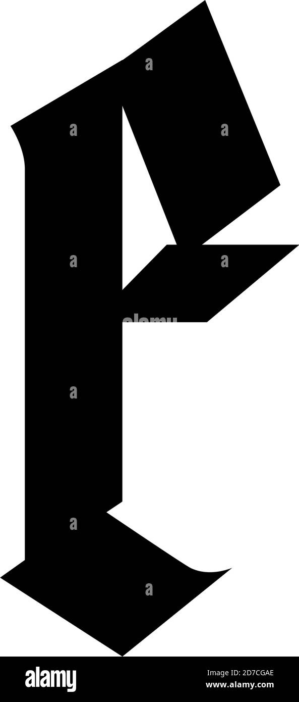 Letter e, in the Gothic style. Vector. Alphabet. The symbol is isolated ...