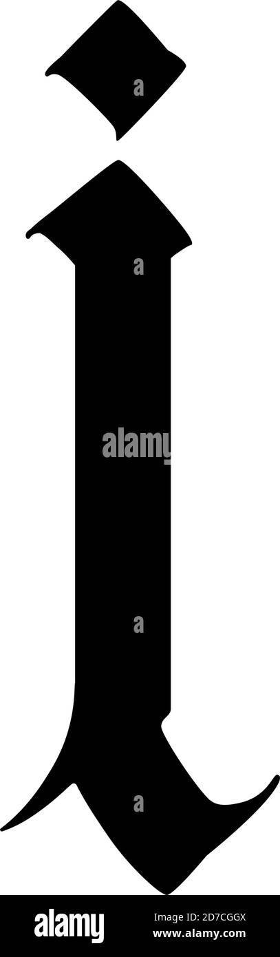 Letter i, in the Gothic style. Vector. Alphabet. The symbol is isolated ...