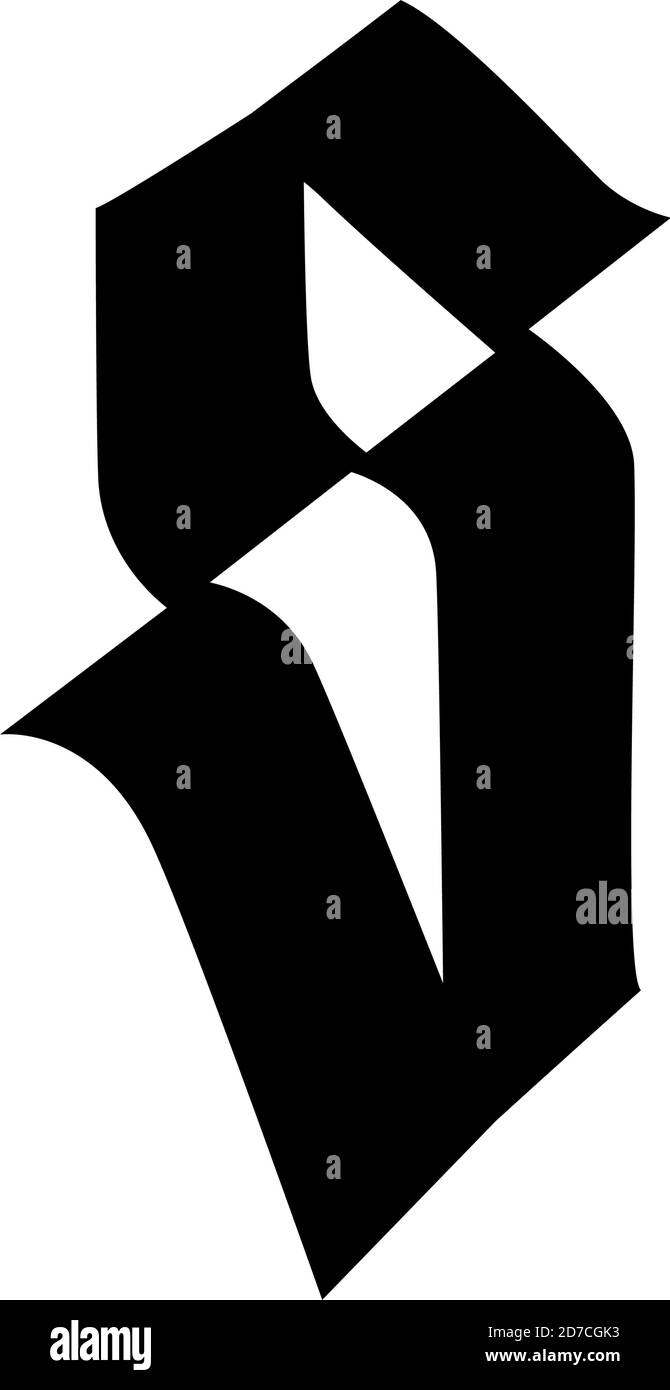 Letter s, in the Gothic style. Vector. Alphabet. The symbol is isolated ...