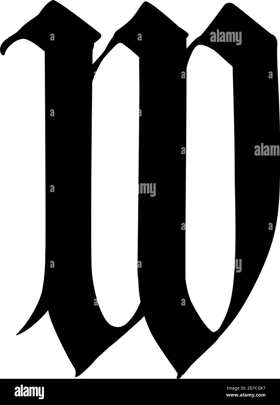 Letter W, in the Gothic style. Vector. Alphabet. The symbol is isolated ...