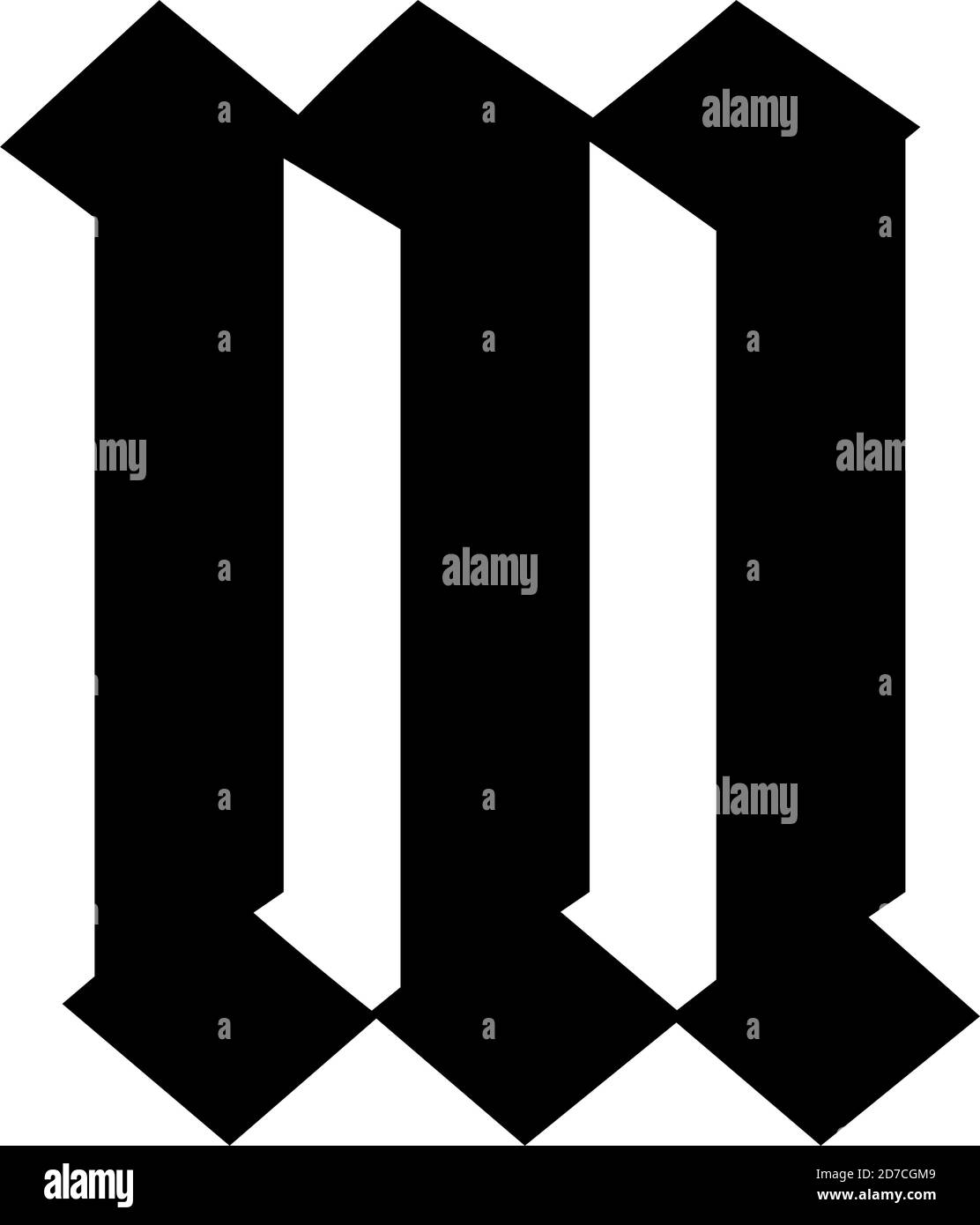 Letter m, in the Gothic style. Vector. Alphabet. The symbol is isolated ...