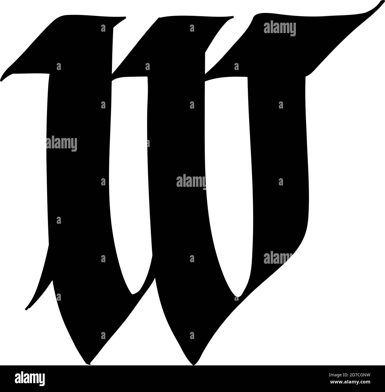 Letter W, in the Gothic style. Vector. Alphabet. The symbol is isolated ...
