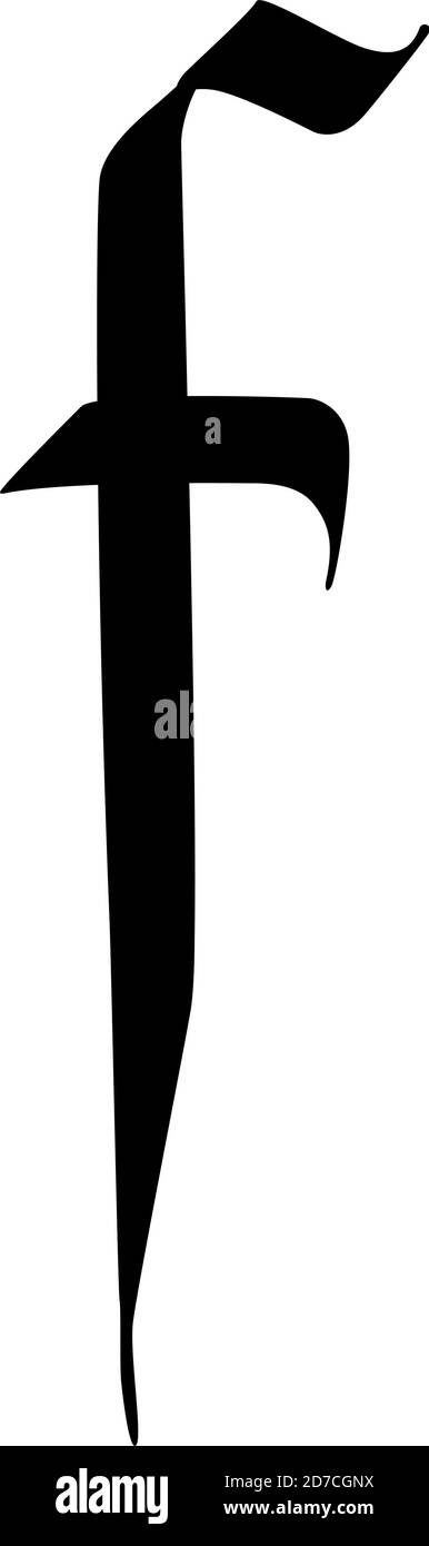 Letter f, in the Gothic style. Vector. Alphabet. The symbol is isolated ...