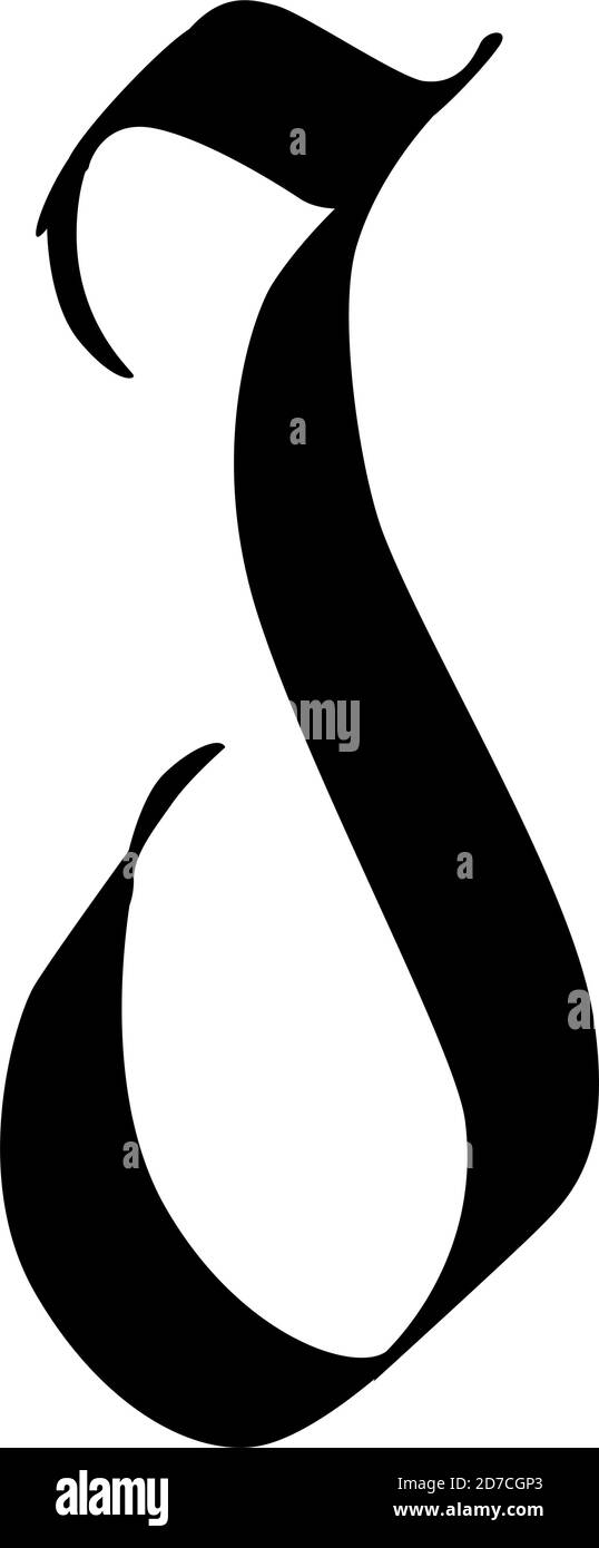 Letter j, in the Gothic style. Vector. Alphabet. The symbol is isolated ...