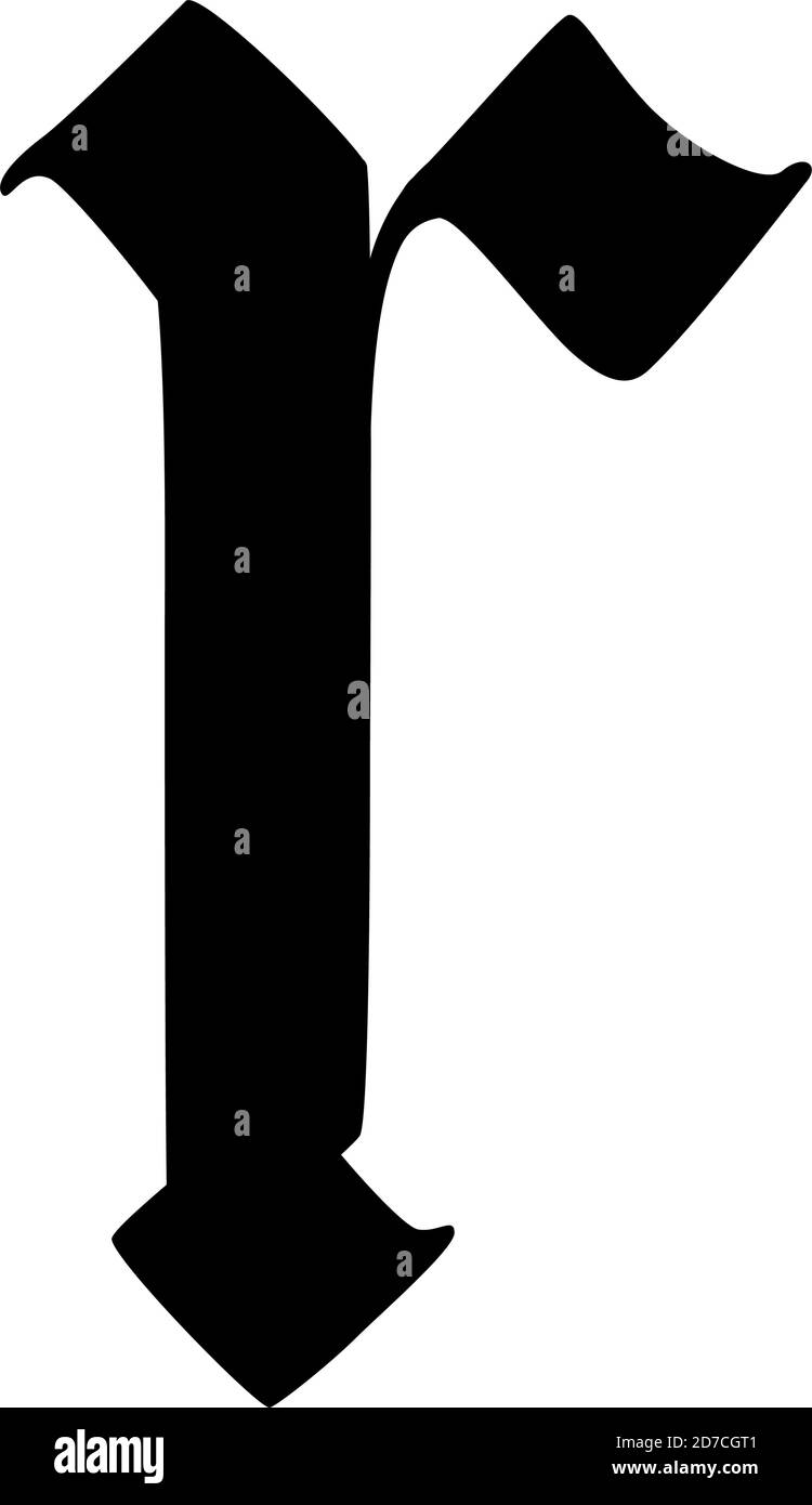 Letter r, in the Gothic style. Vector. Alphabet. The symbol is isolated ...