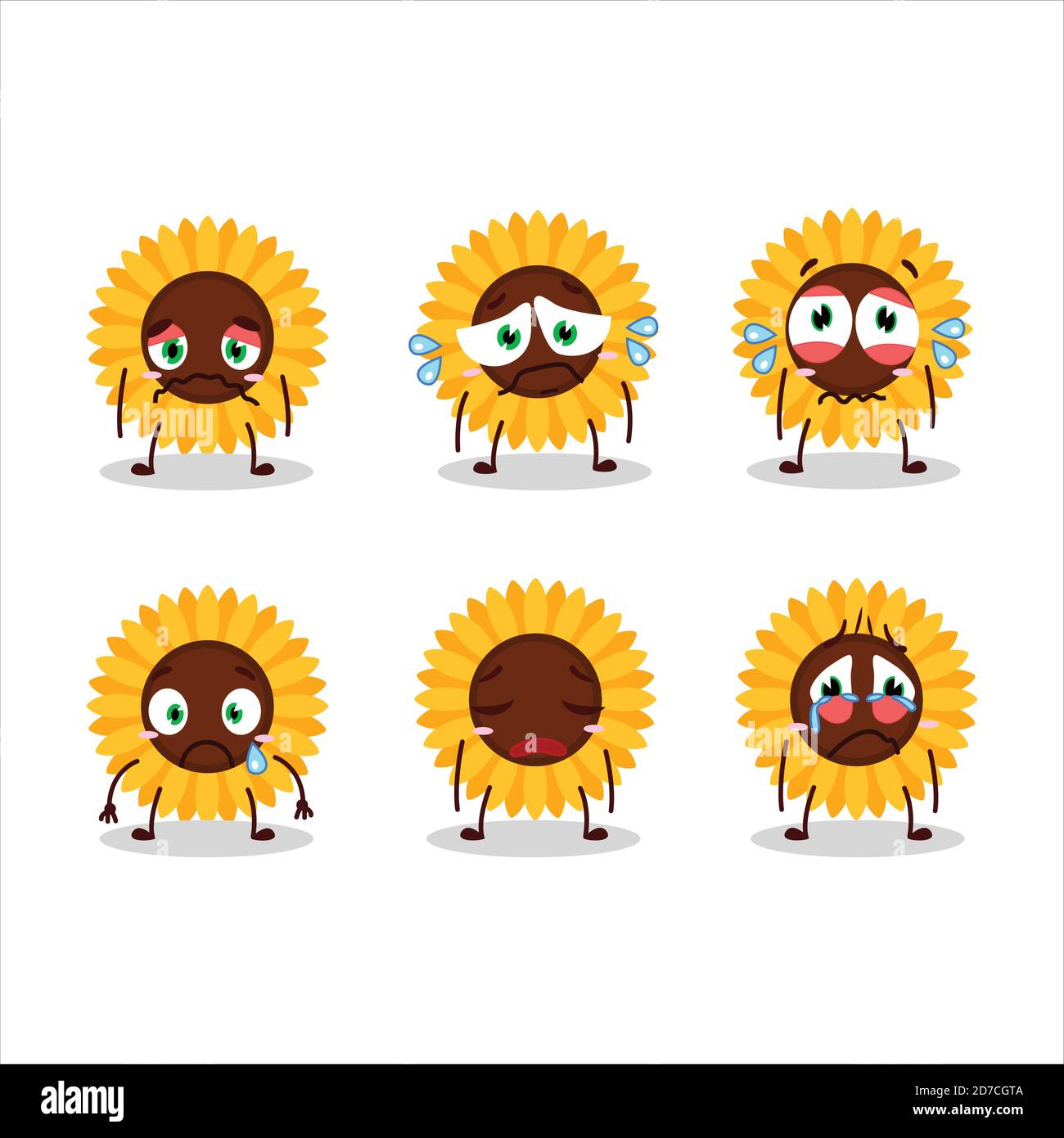 Sunflower cartoon in character with sad expression Stock Vector Image ...