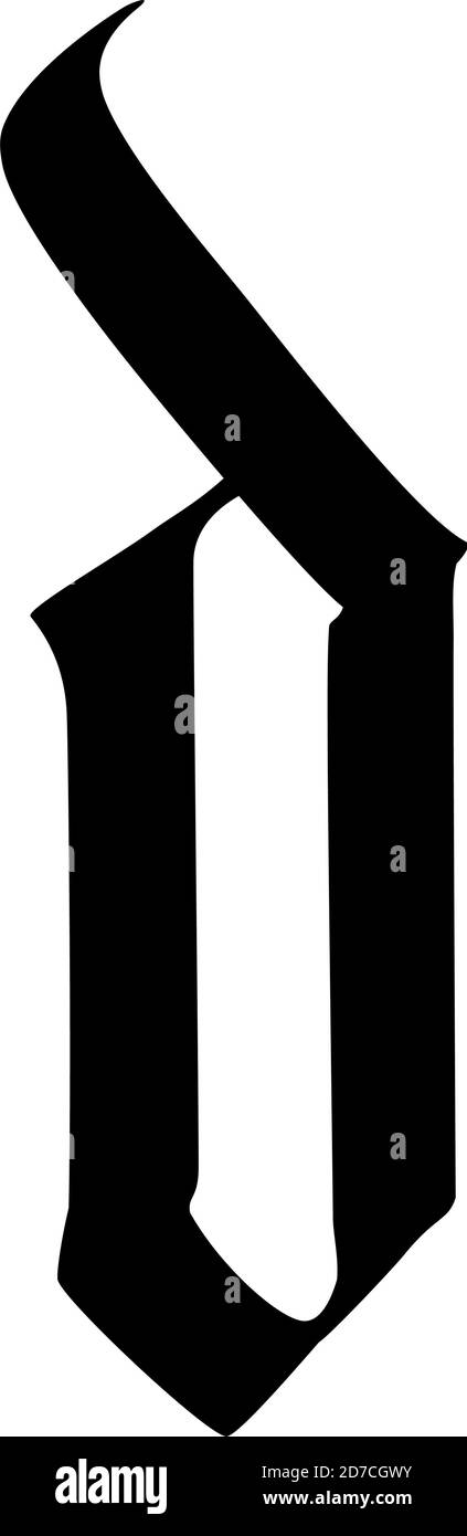 Letter D, in the Gothic style. Vector. Alphabet. The symbol is isolated ...