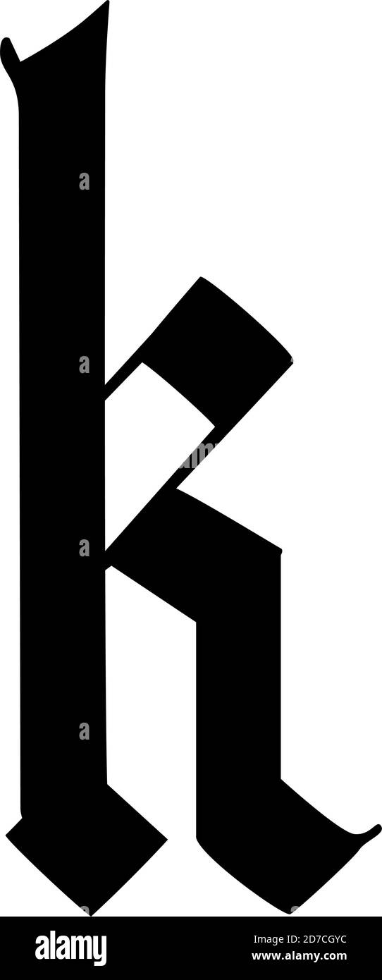 Letter k, in the Gothic style. Vector. Alphabet. The symbol is isolated ...