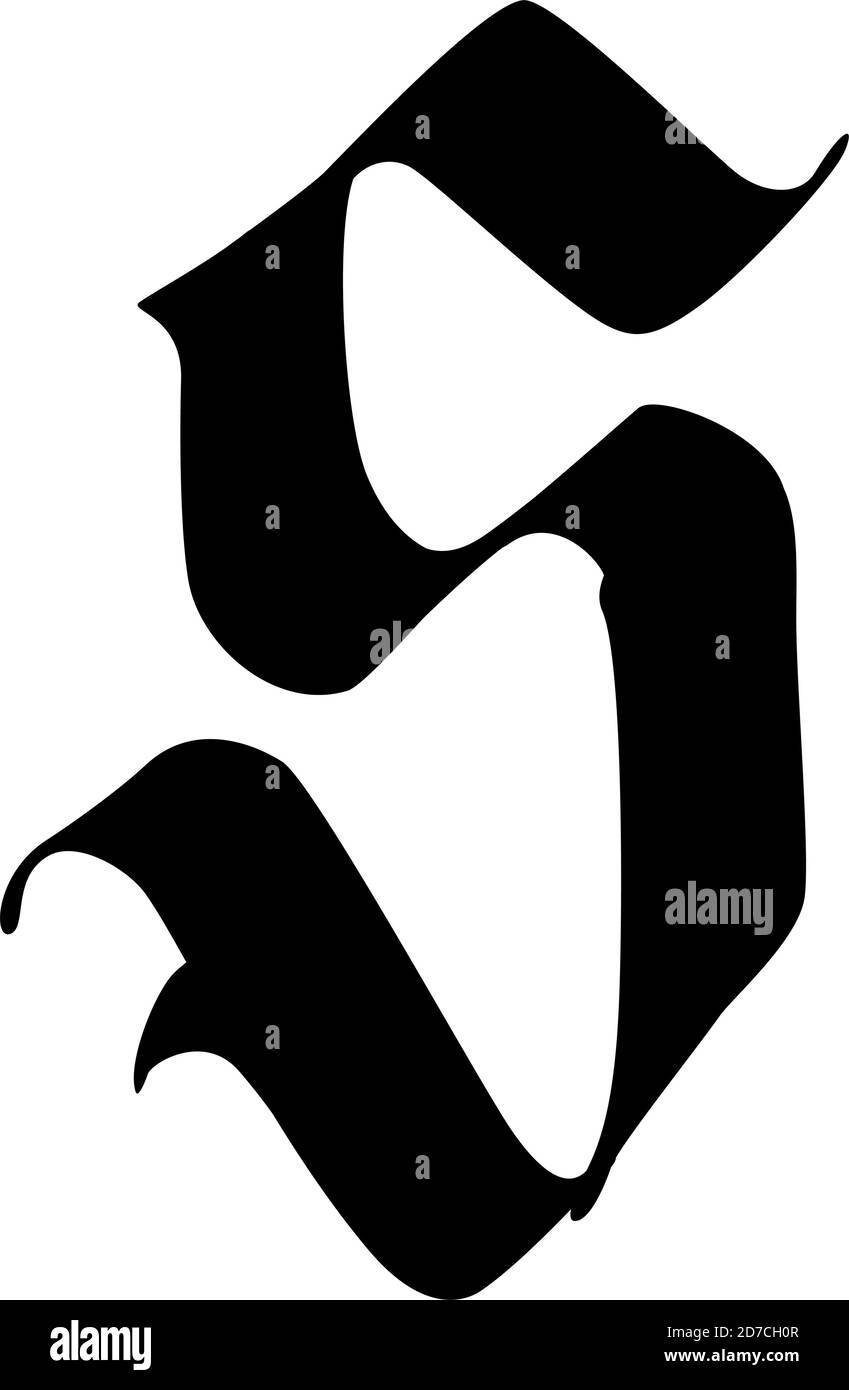 Letter s, in the Gothic style. Vector. Alphabet. The symbol is isolated ...