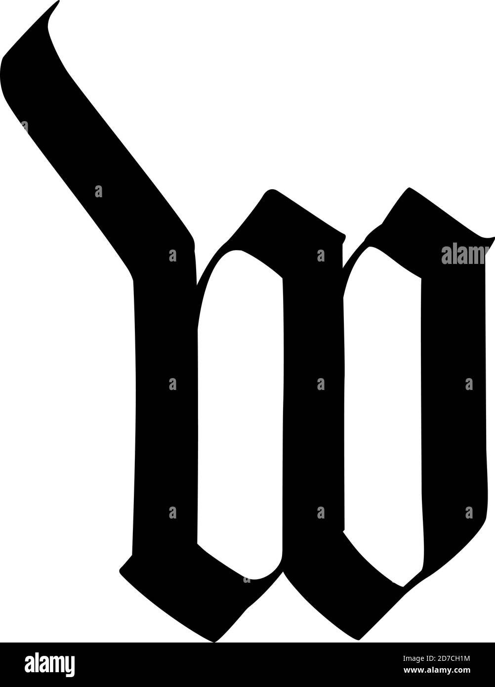 Letter w, in the Gothic style. Vector. Alphabet. The symbol is isolated ...