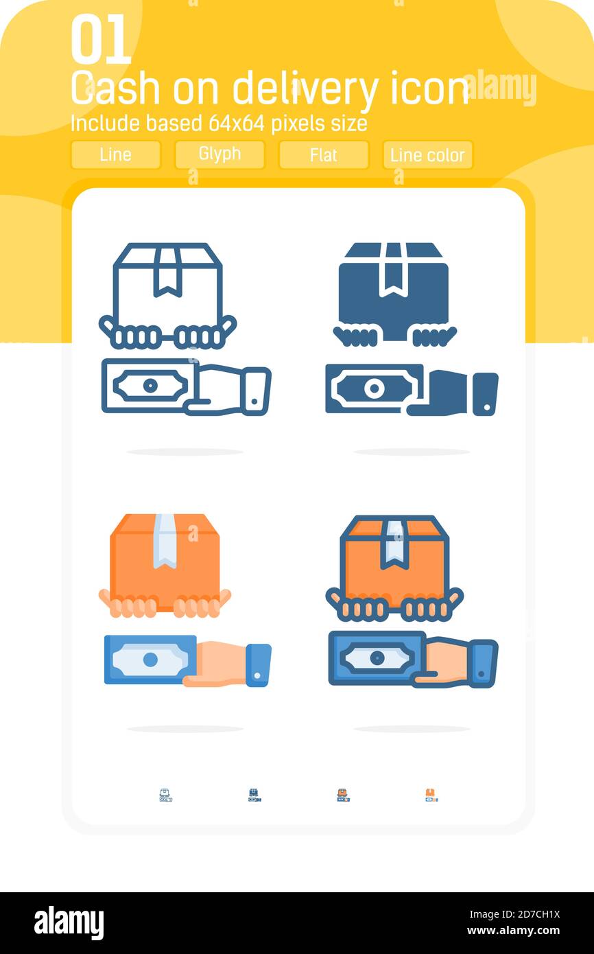 cash on delivery icon with multiple style isolated on white background ...