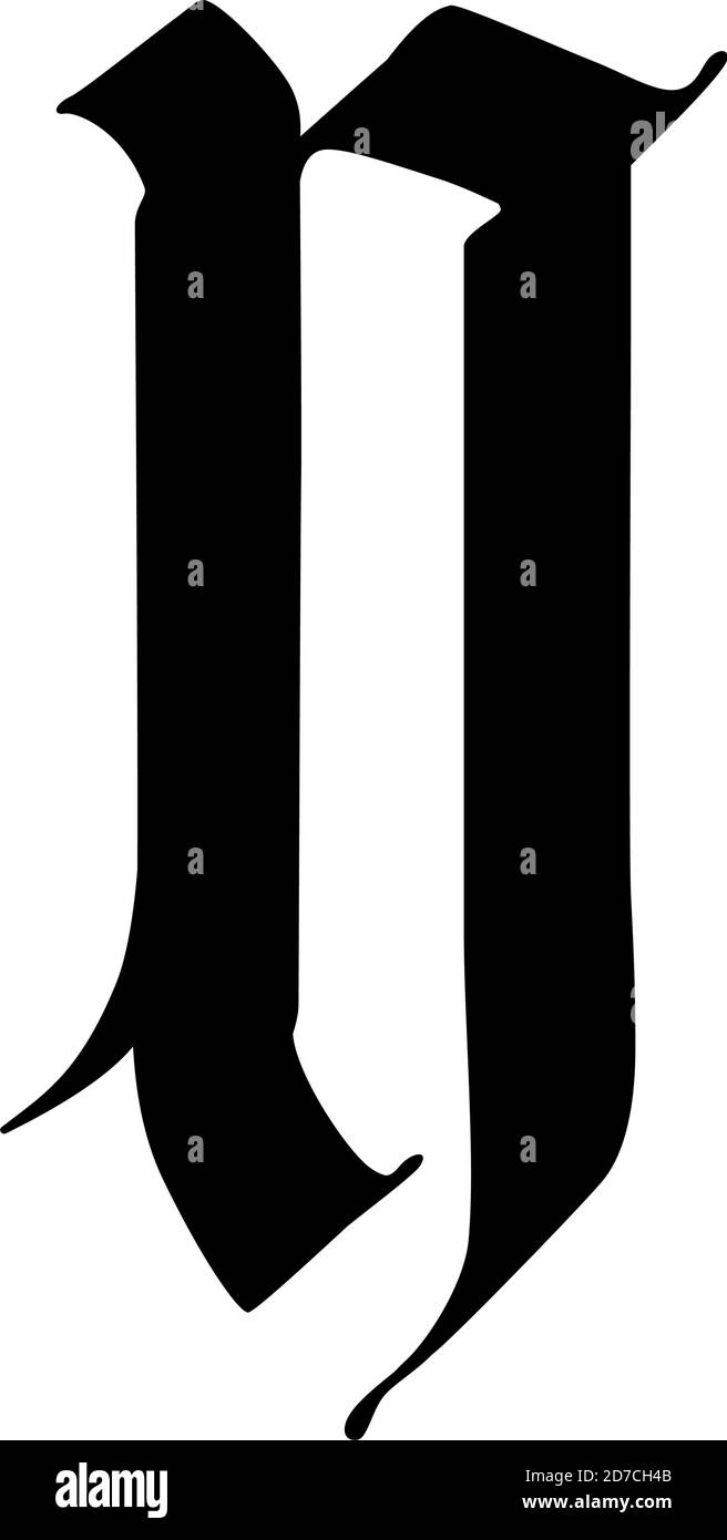 Letter N, in the Gothic style. Vector. Alphabet. The symbol is isolated ...