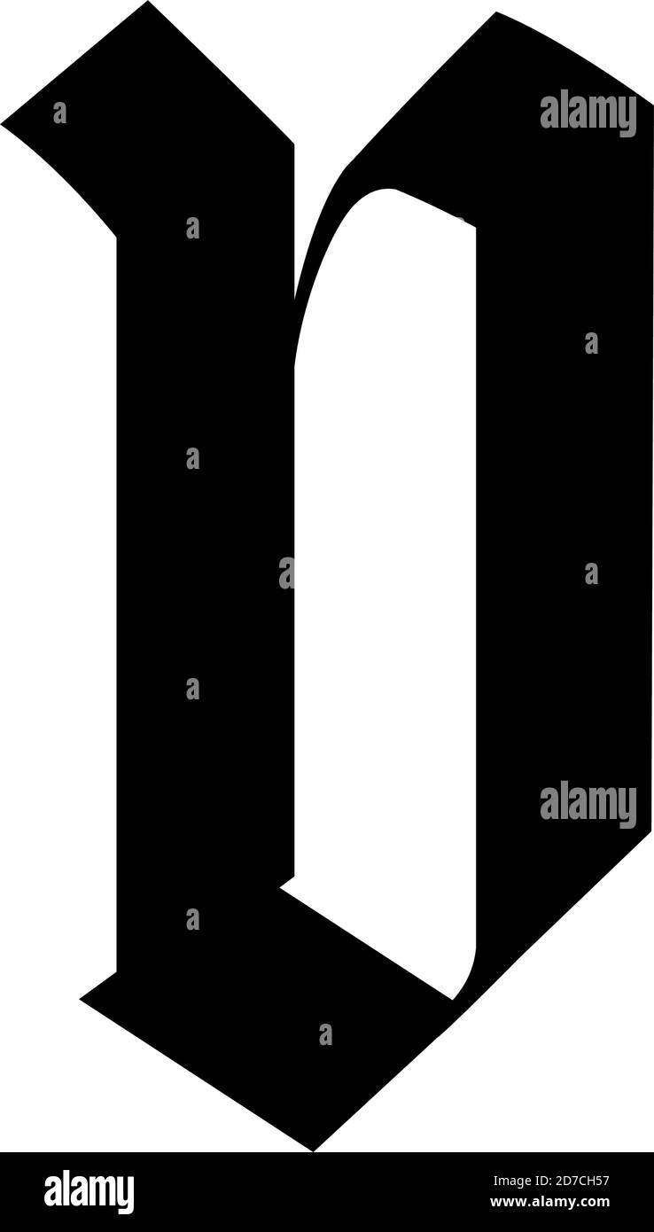 Letter v, in the Gothic style. Vector. Alphabet. The symbol is isolated ...