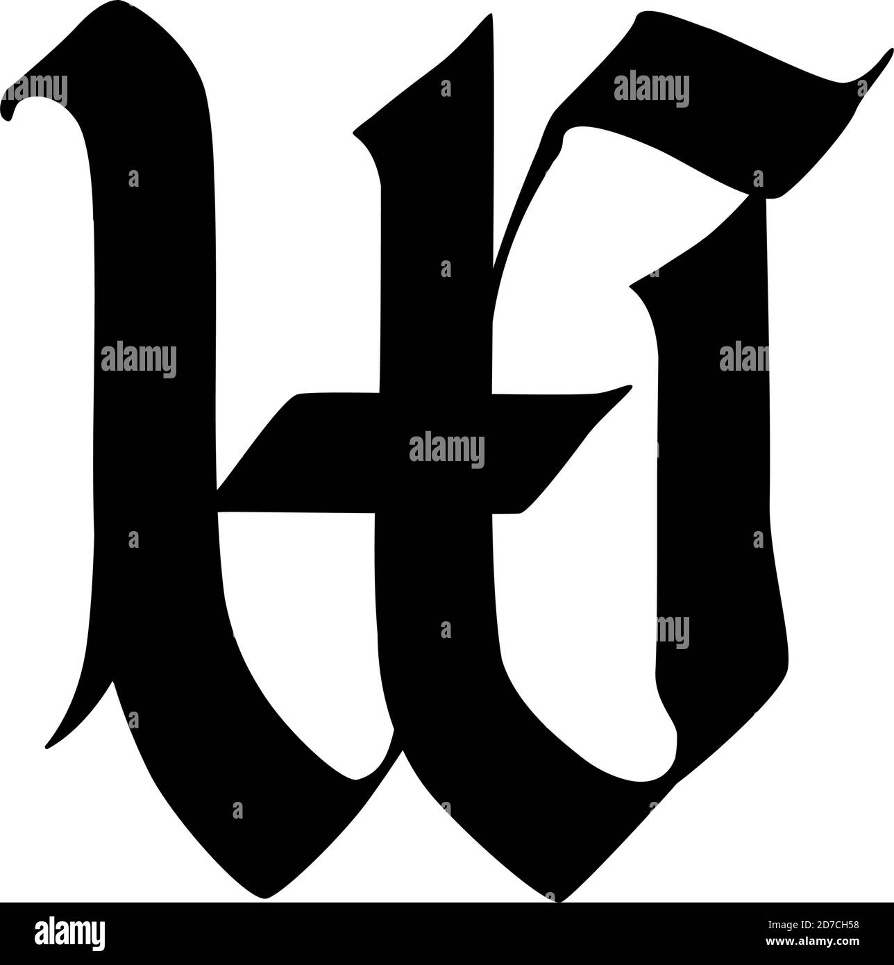 Letter w, in the Gothic style. Vector. Alphabet. The symbol is isolated ...