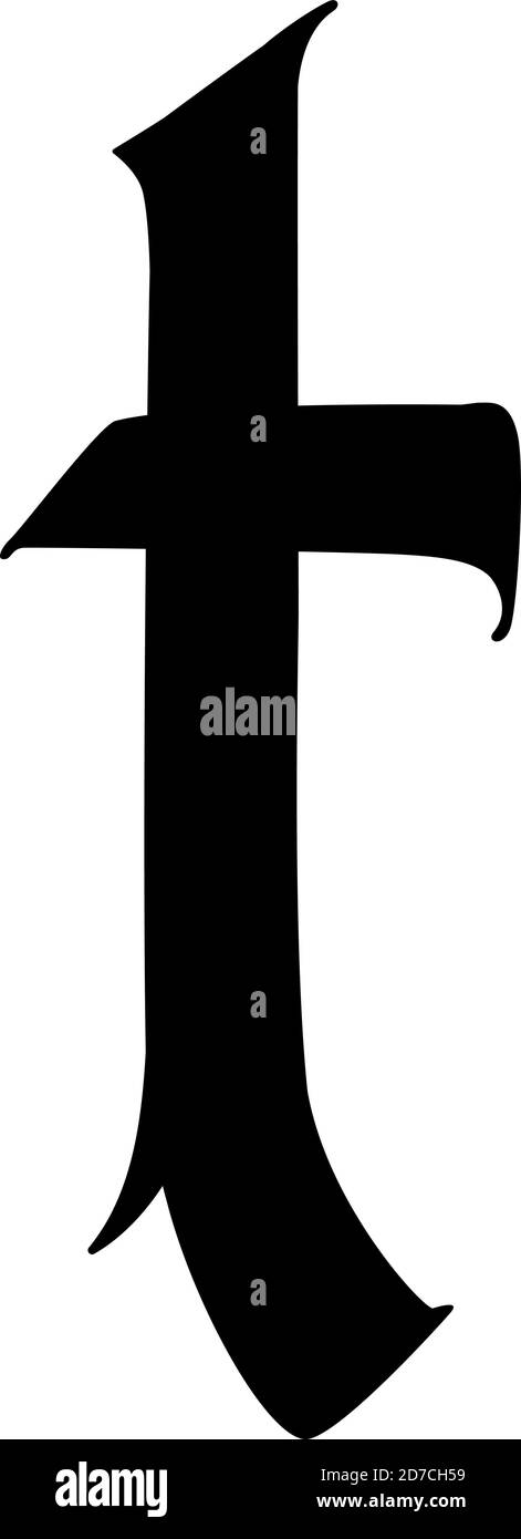 Letter t, in the Gothic style. Vector. Alphabet. The symbol is isolated ...