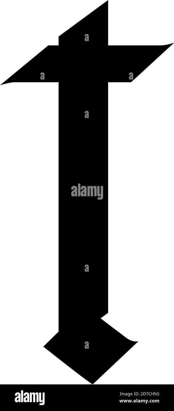 Letter t, in the Gothic style. Vector. Alphabet. The symbol is isolated ...