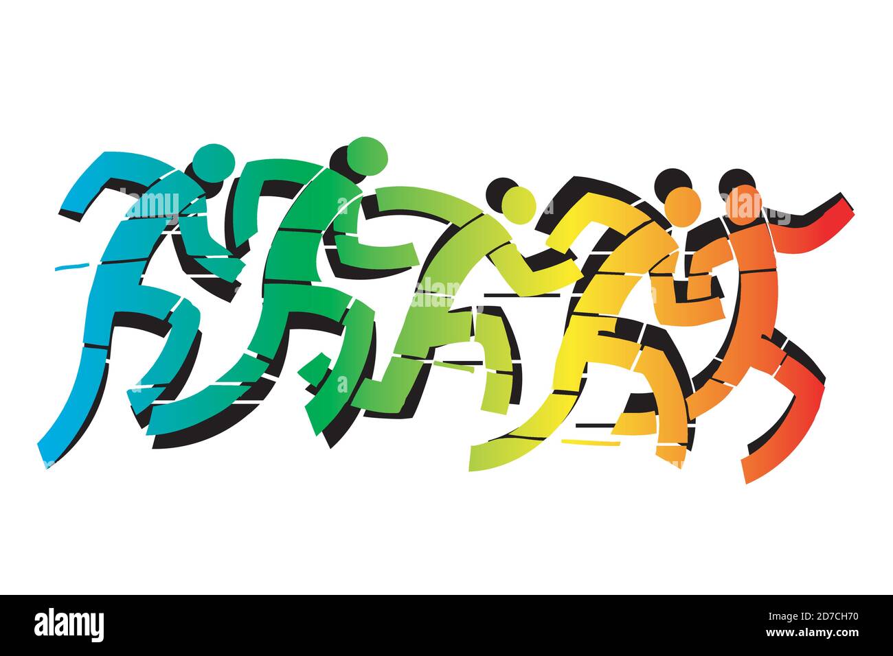 Running for health, running race. Abstract Stylized illustration of ...