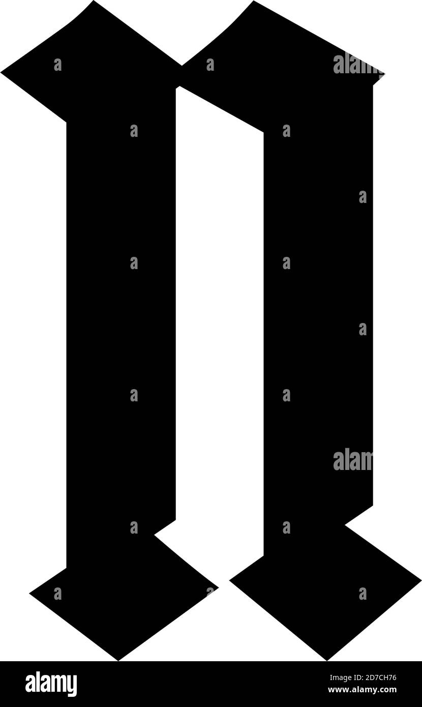 Letter n, in the Gothic style. Vector. Alphabet. The symbol is isolated ...