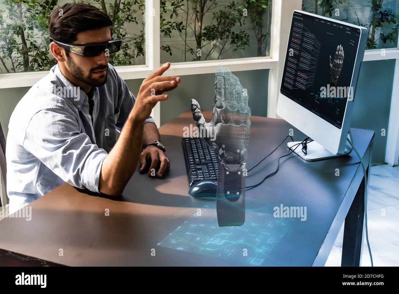 engineer in smart factory which use futuristic technology combine big ...