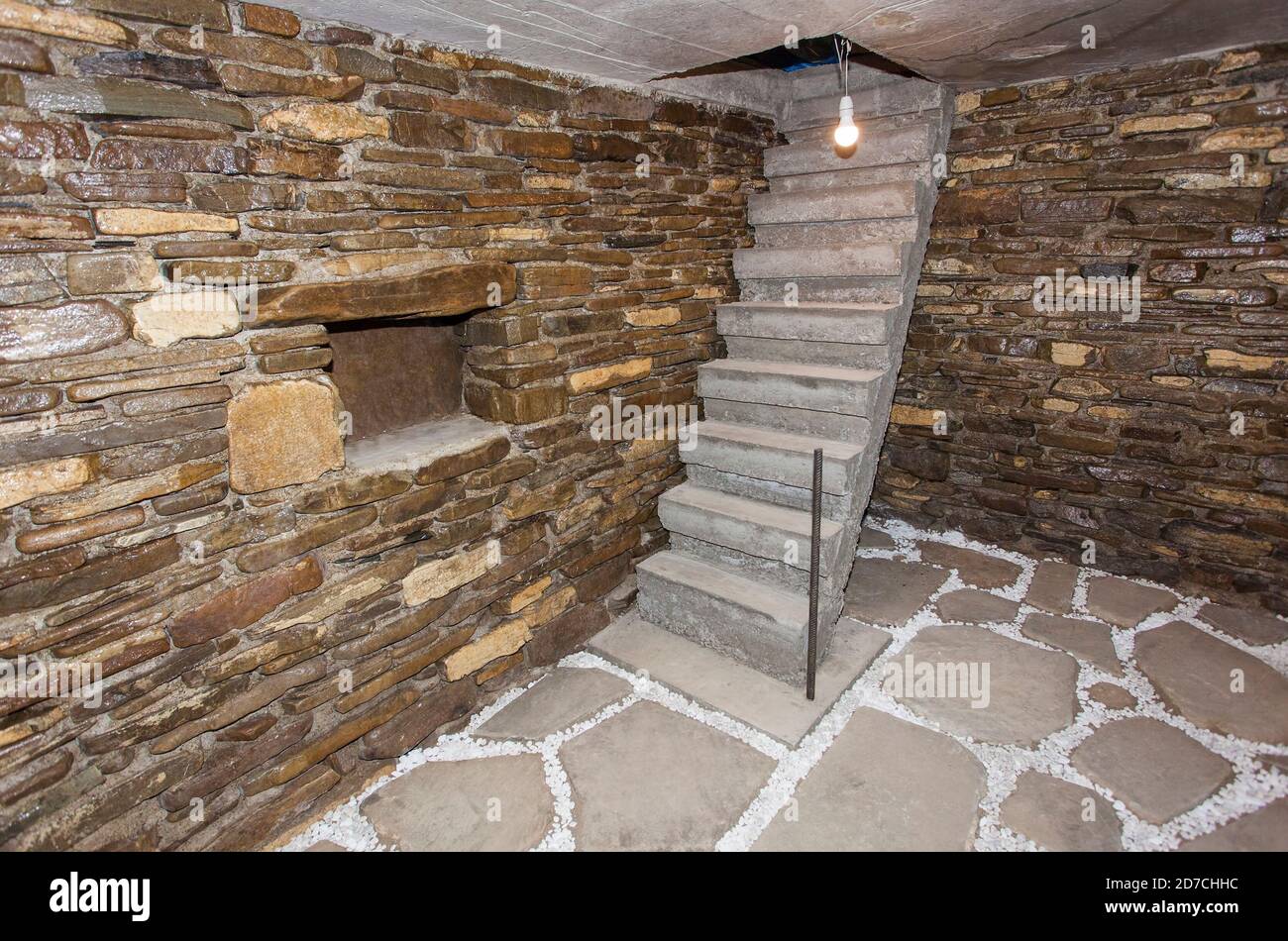 stairs or staircase in the stone basement Stock Photo - Alamy