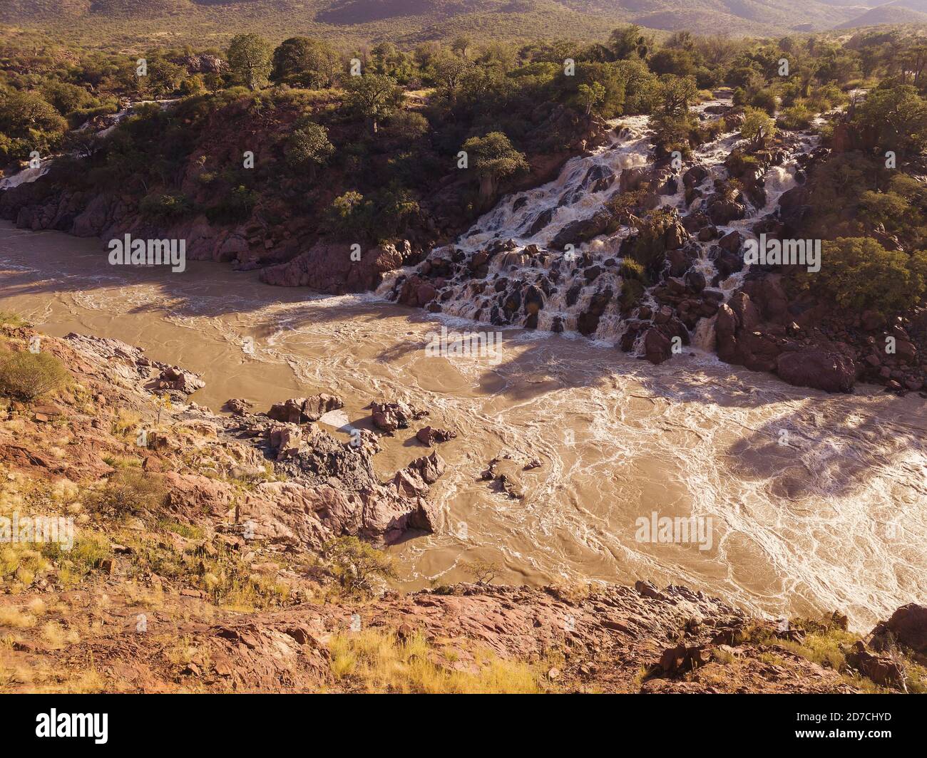 Epupa Falls full of water on the Kunene River, Northern Namibia and ...