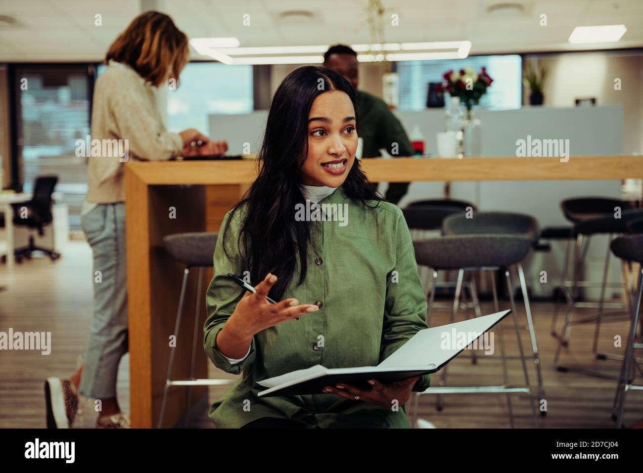 Indian business woman lecturing colleague before important meeting with ...
