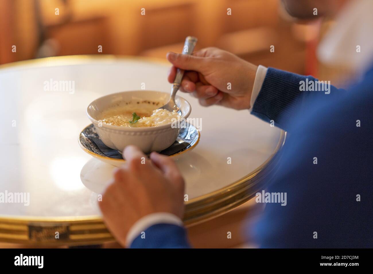 Pudding custard eating man hi-res stock photography and images - Alamy