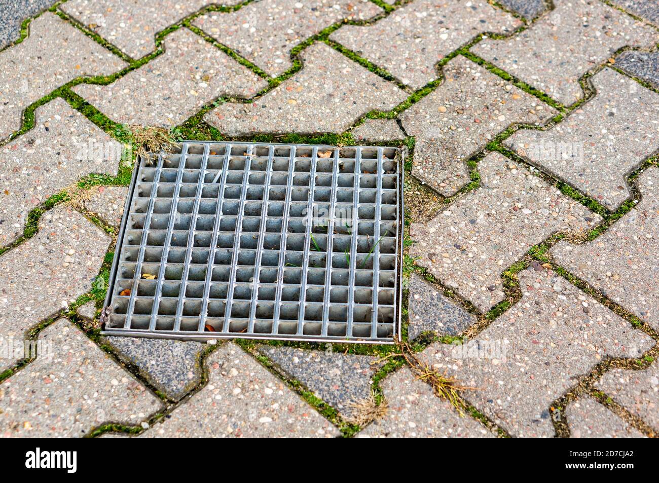 High angle shot of a water grate on the ground at daytime Stock Photo ...