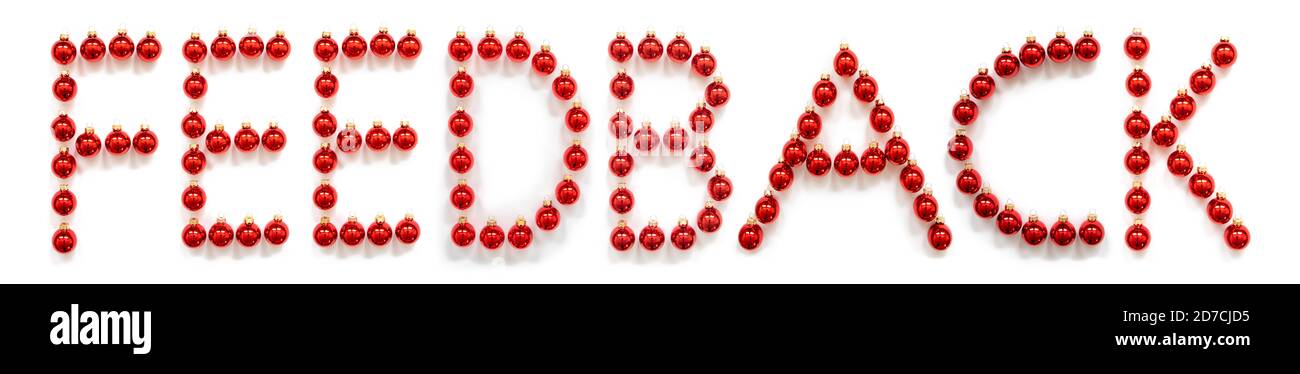Red Christmas Ball Ornament Building Word Feedback Stock Photo - Alamy