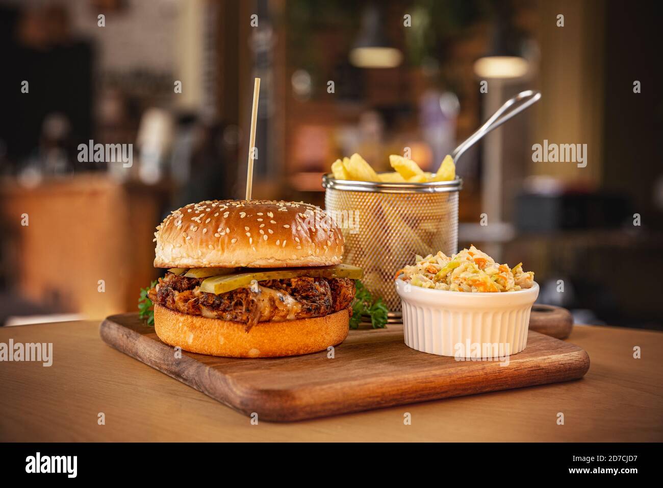 Pulled pork burger Stock Photo - Alamy