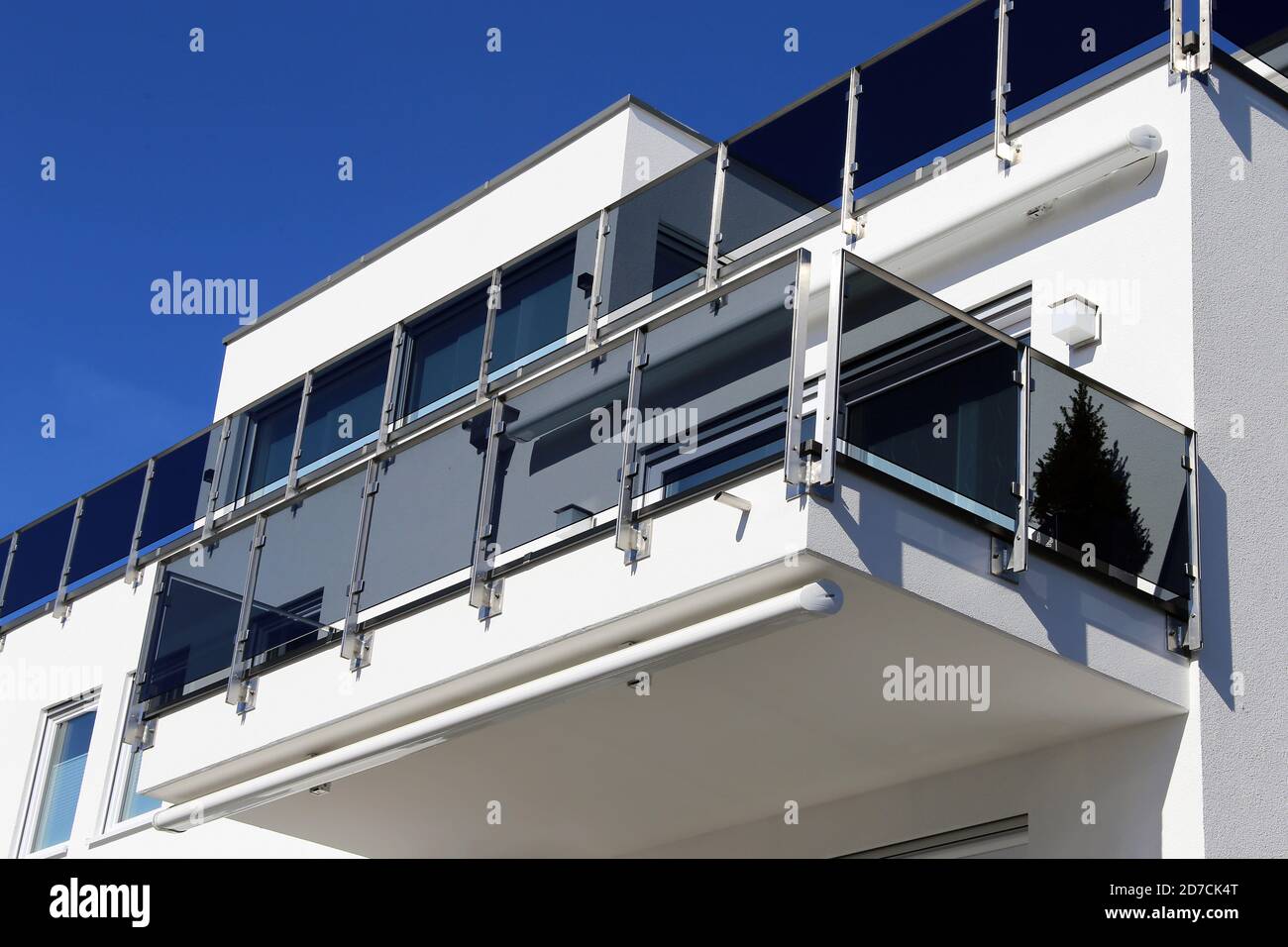 New modern glass balcony railing Stock Photo - Alamy