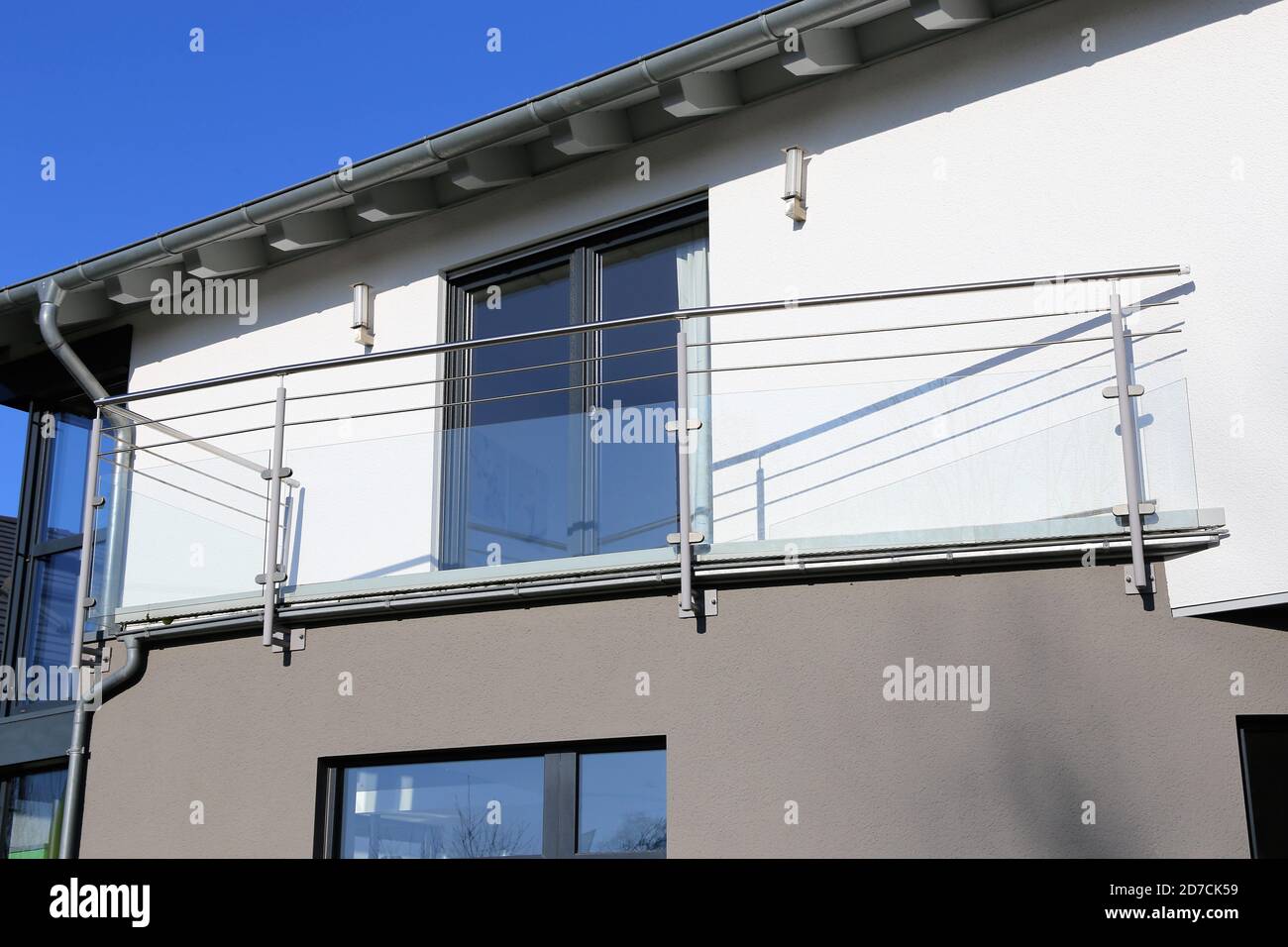 New modern glass balcony railing Stock Photo - Alamy