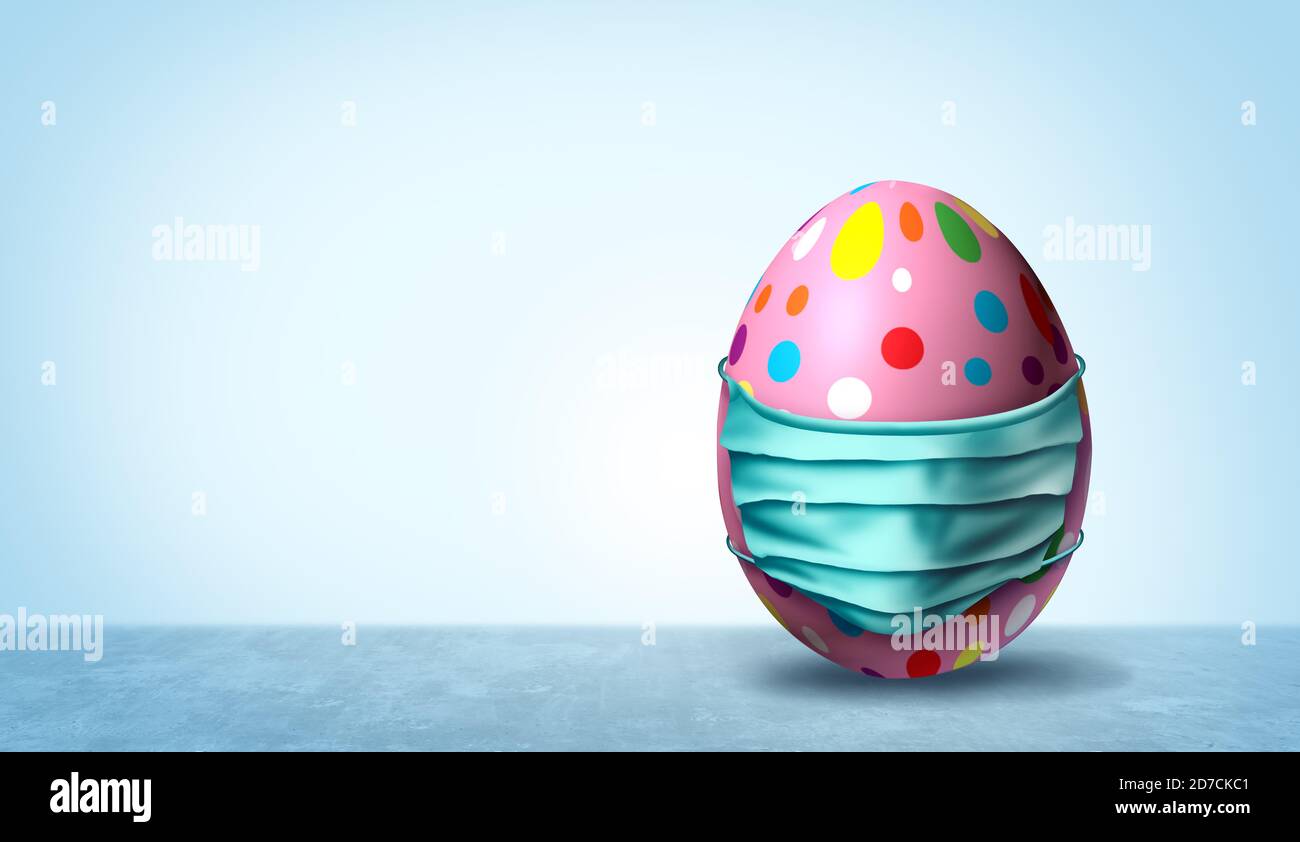 Health and Easter banner as a seasonal sign with a decorated egg ...