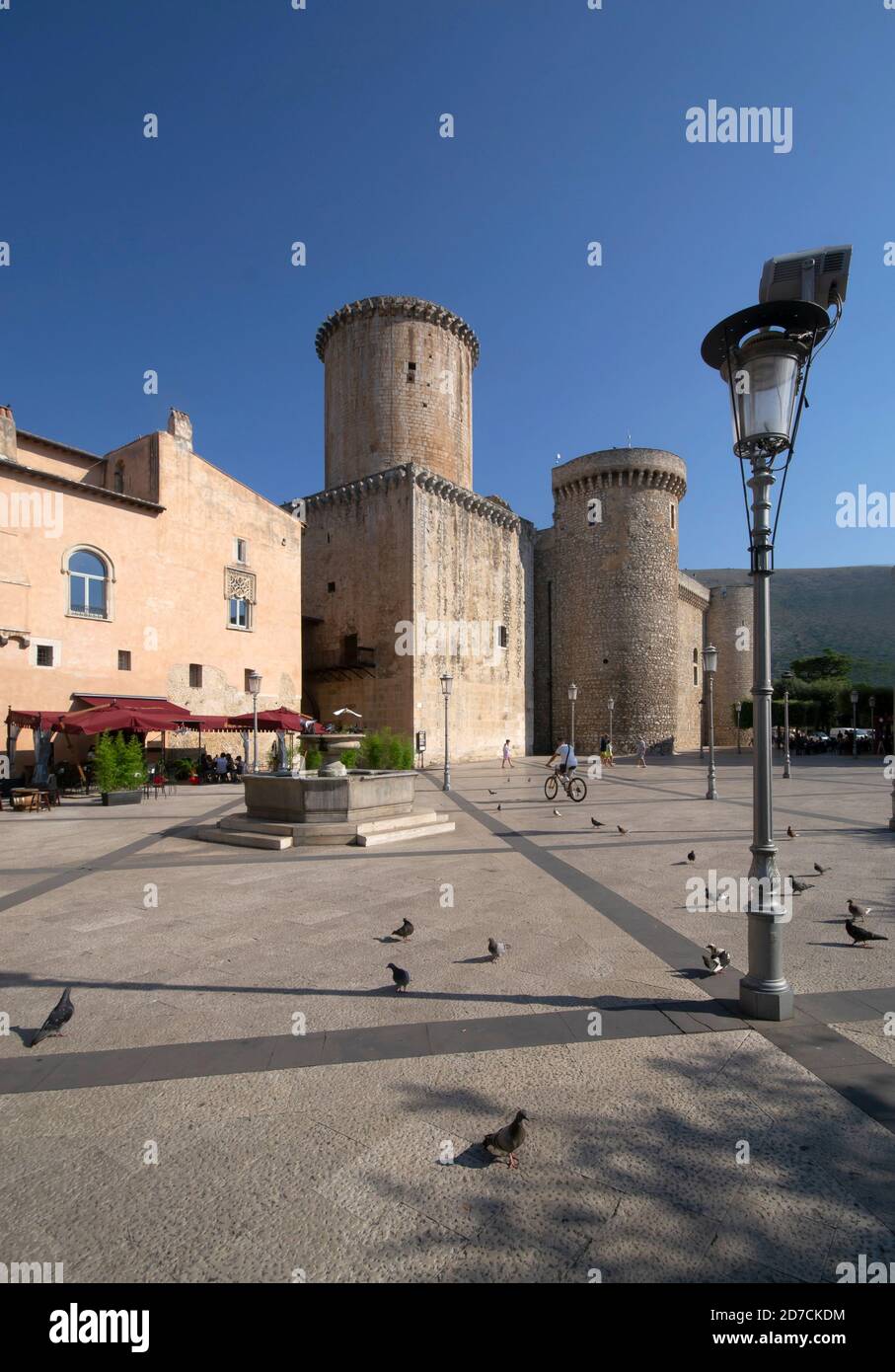 the main square of Fondi city with the Castello Baronale at summer ...