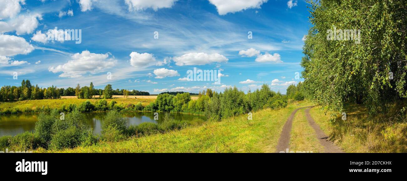 Summer river landscape road hi-res stock photography and images - Alamy