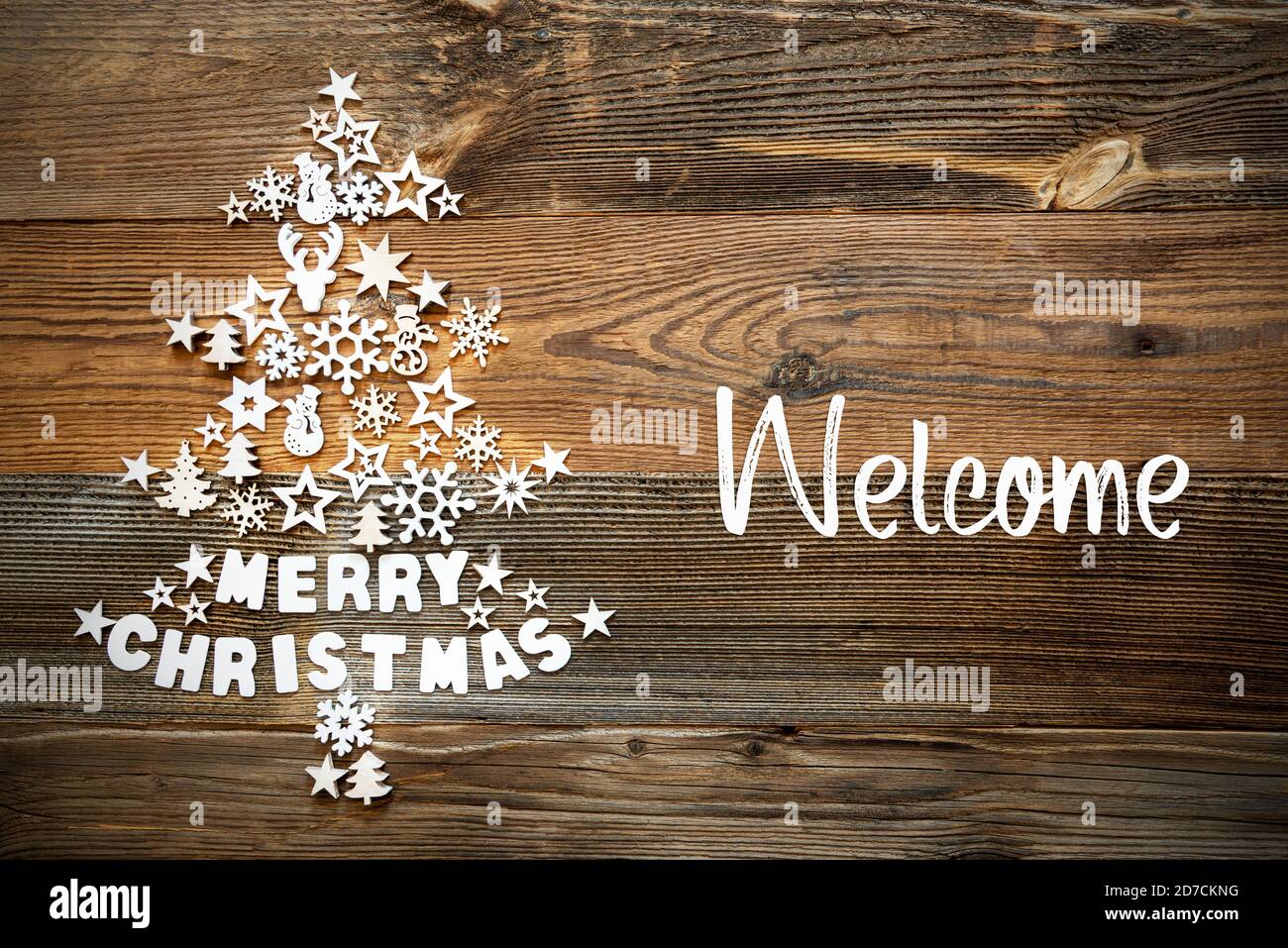 Christmas Tree, White Decoration, Ornament, Text Welcome Stock Photo ...